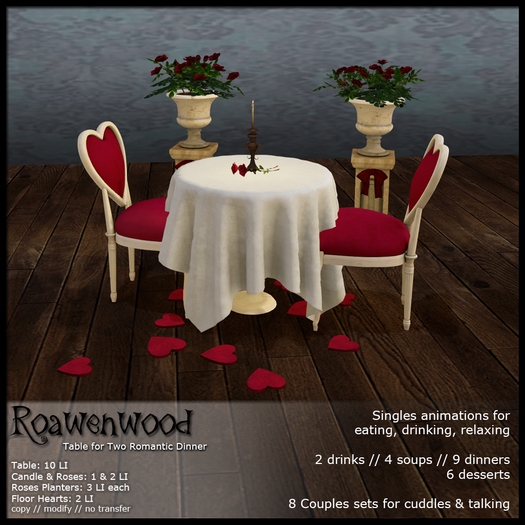 Second Life Marketplace - {RW} Table for Two Romantic Table Set